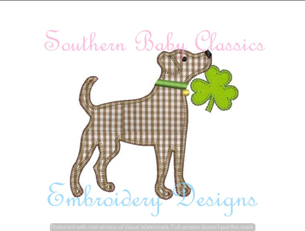 Shamrock Clover Dog Blanket Stitch Applique Machine Embroidery Design