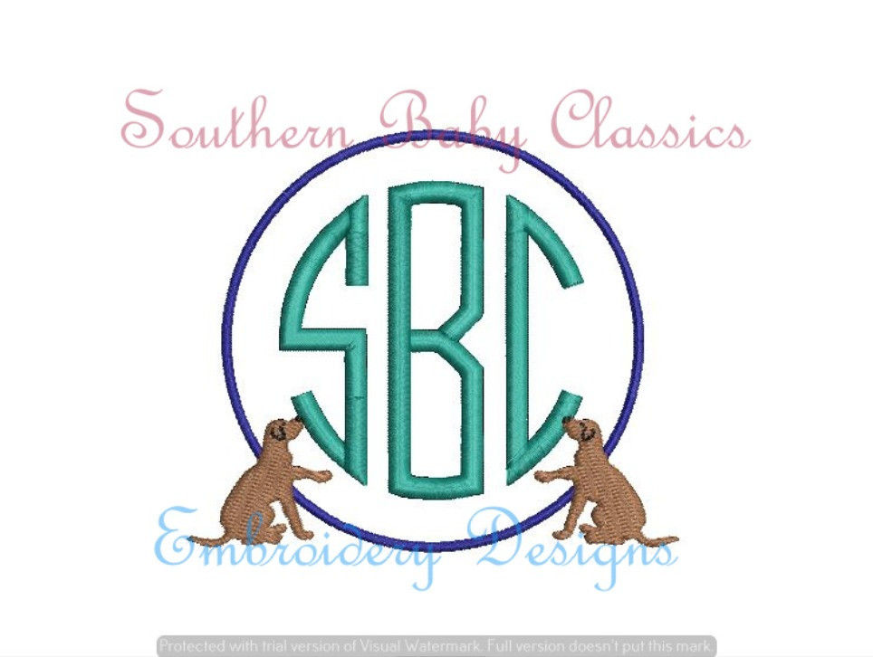Dog Boy Circle Monogram Frame Machine Embroidery Design Lab Labradors