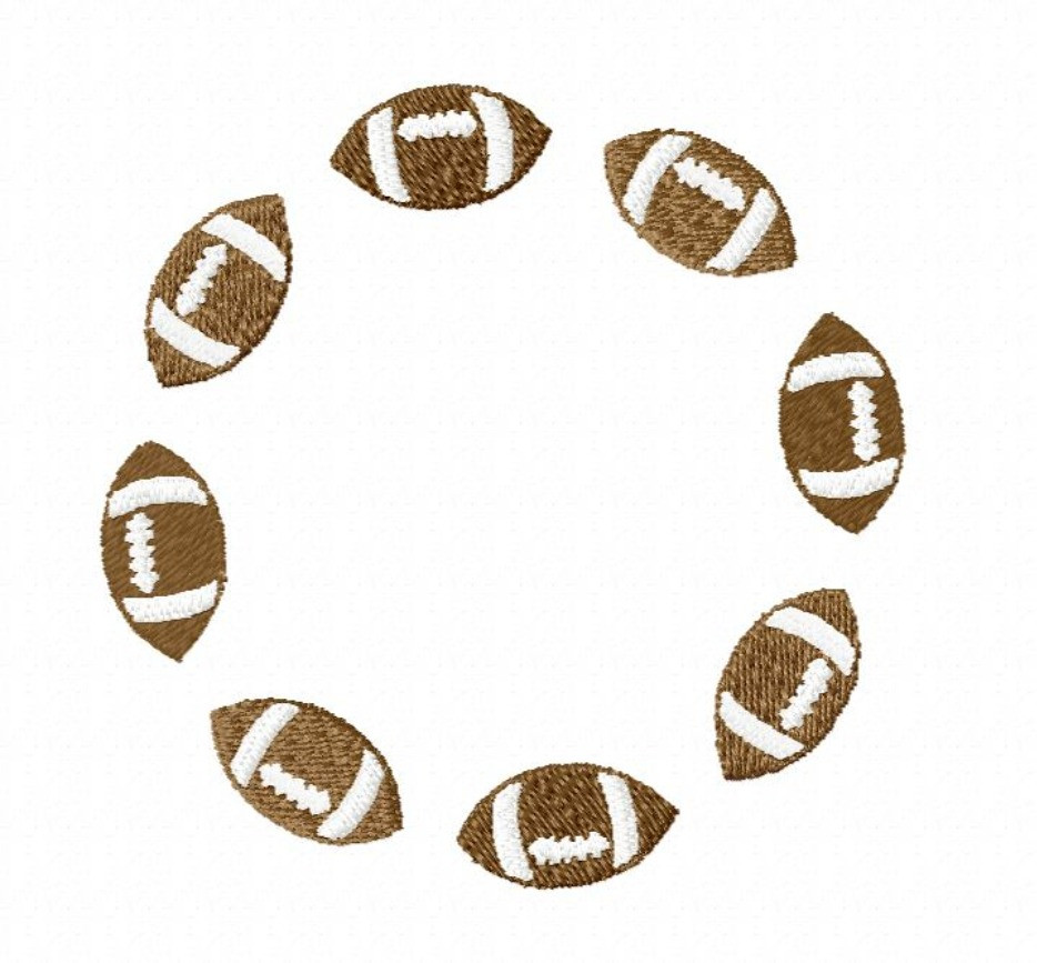 Football Circle Monogram Frame Machine Embroidery Design