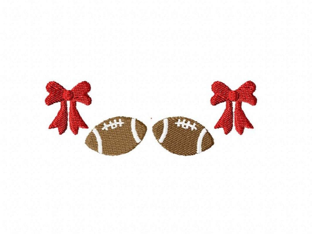 Football Monogram Frame Swag 2 Bows Machine Embroidery Design