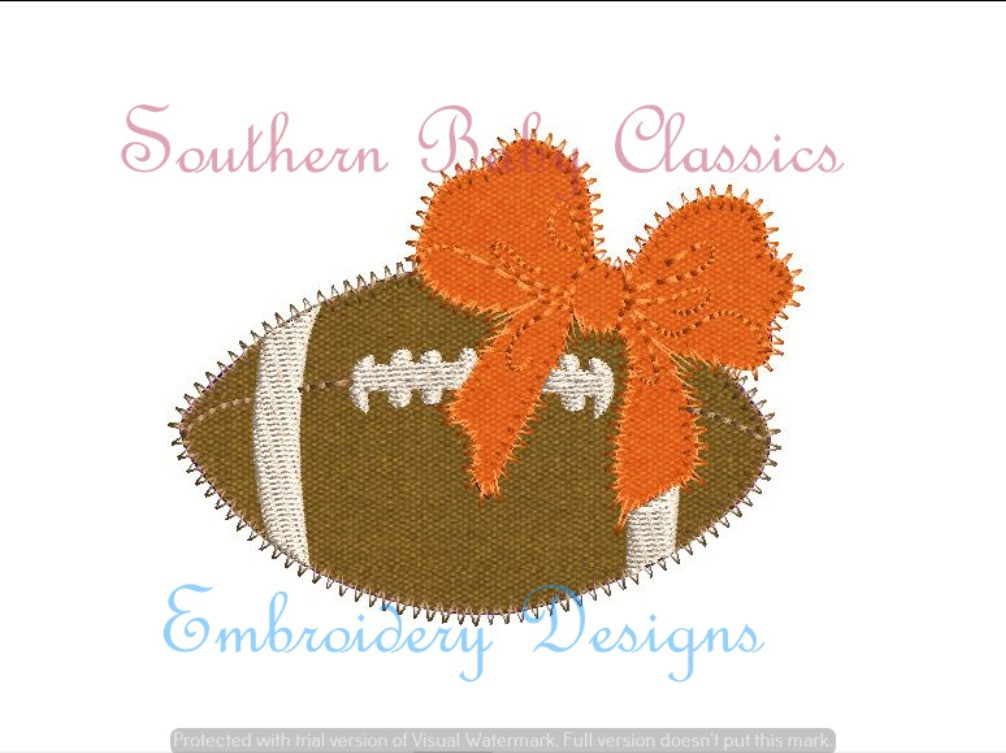 Football with Bow Zig Zag Applique Machine Embroidery Design
