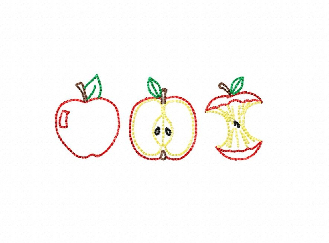 Apple Machine Embroidery Outline