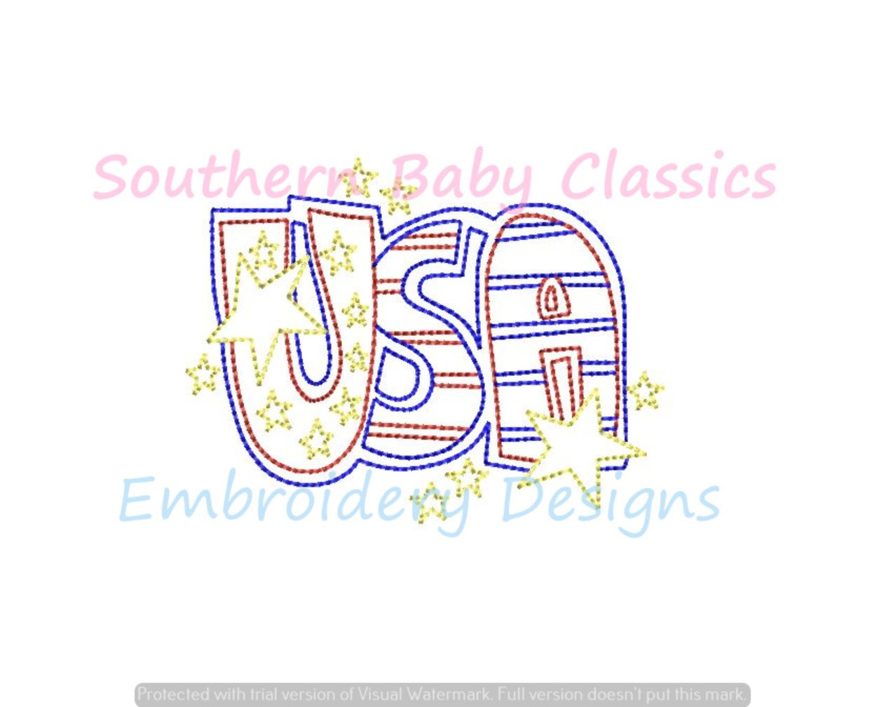 USA Vintage Stitch Machine Embroidery Patriotic