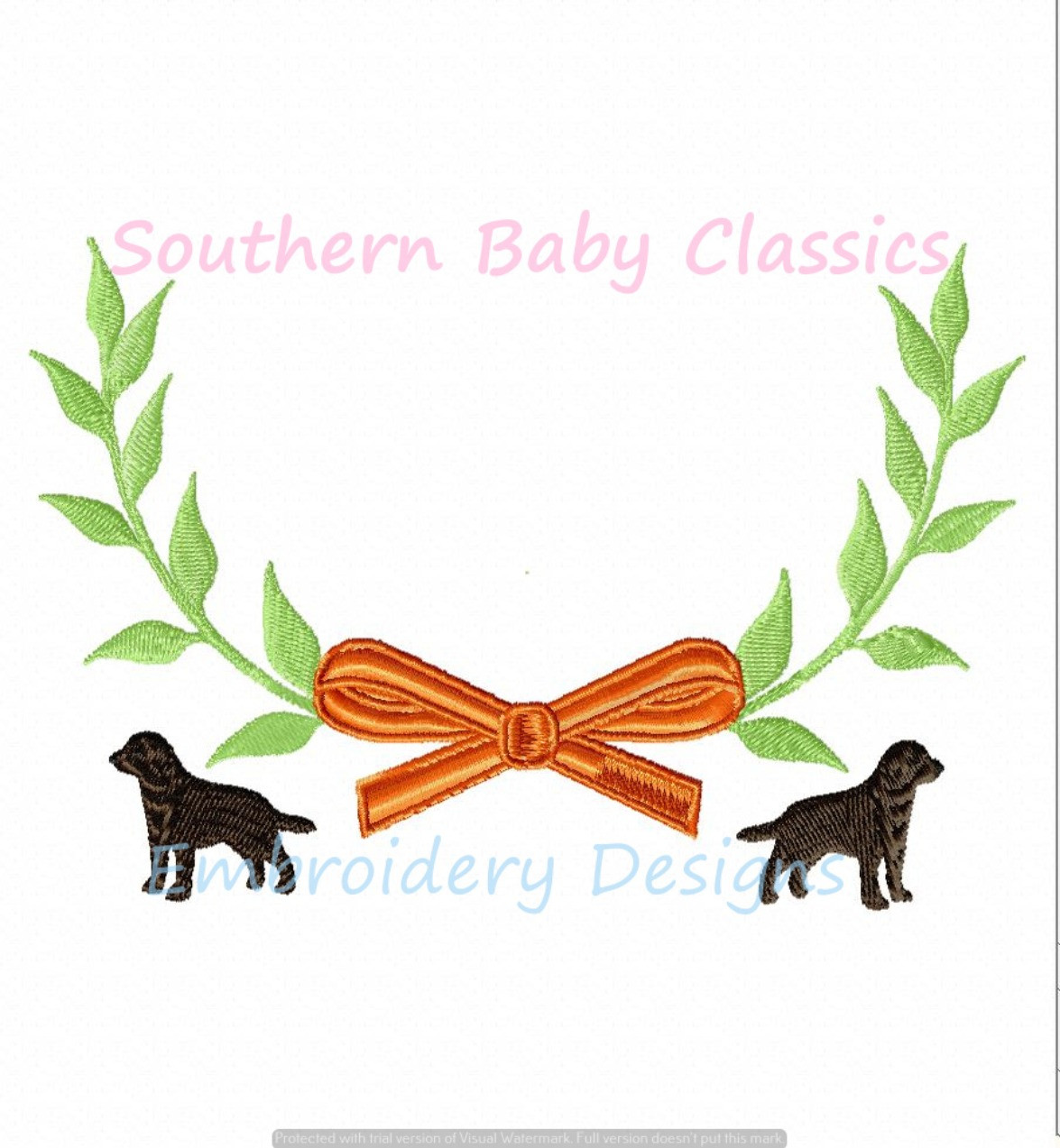 Vine Bow Dog Monogram Frame Swag Machine Embroidery Design Dogs Lab ...