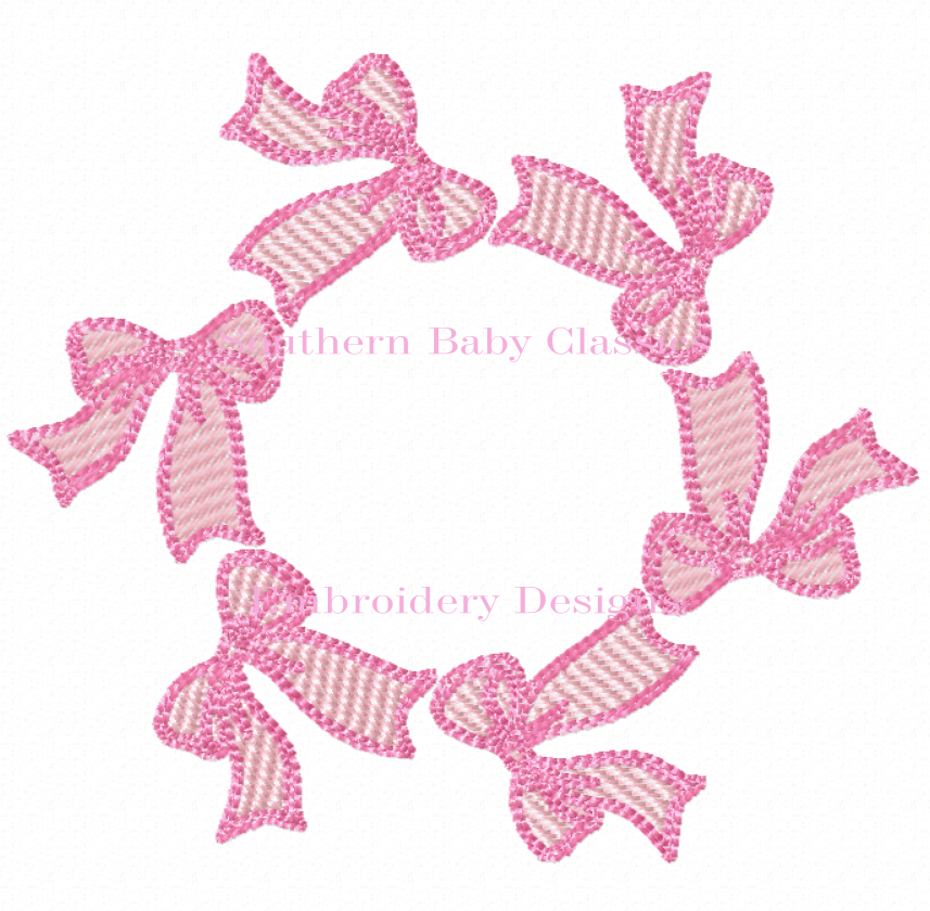 Sketchy Bow Circle Monogram Frame Machine Embroidery Design Ribbon Bows