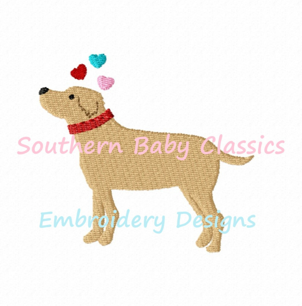 Valentine Dog In Love Hearts Machine Embroidery Design Full Fill Lab ...