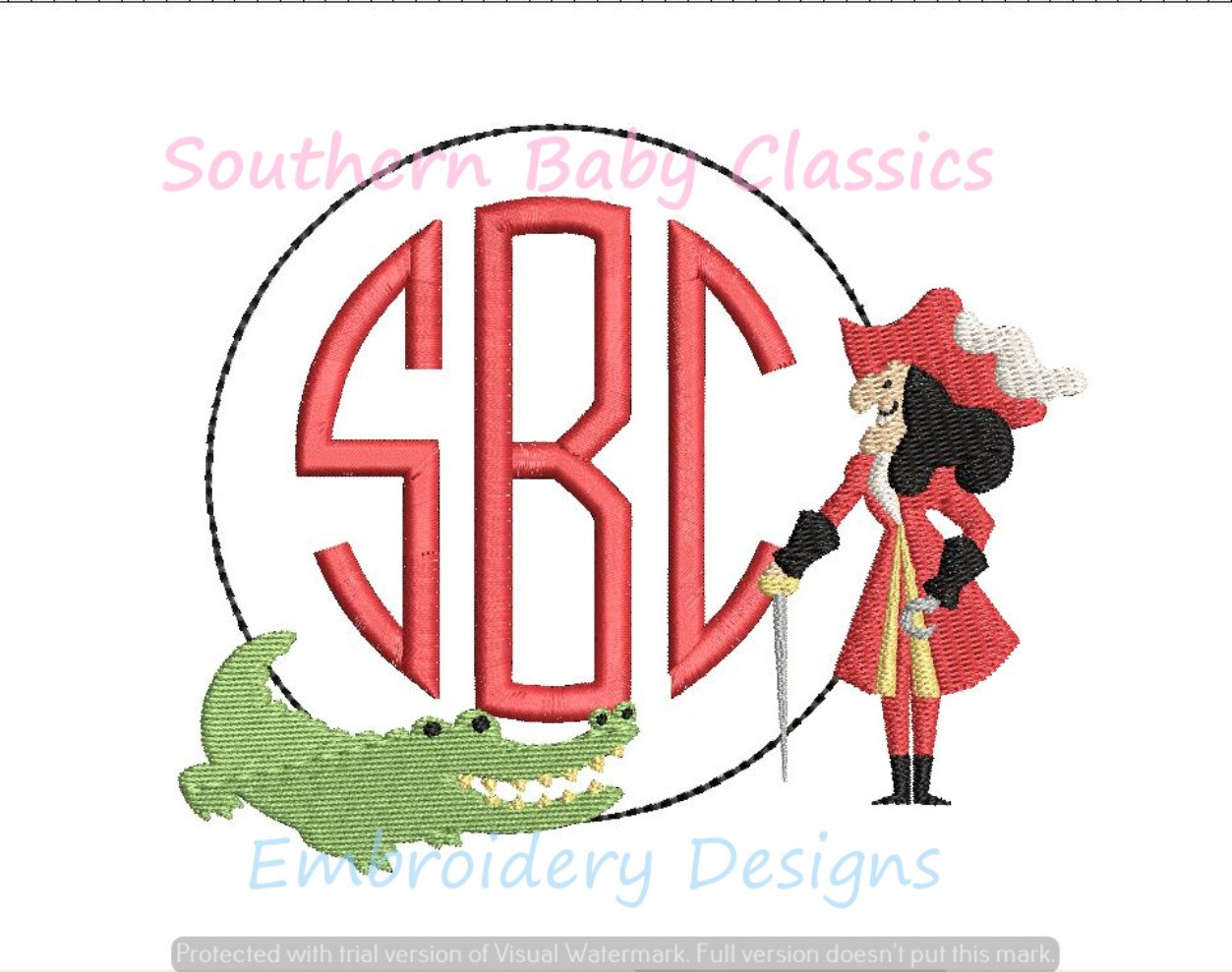 Swimming Alligator Monogram Frame Crocodile Machine Embroidery Design ...