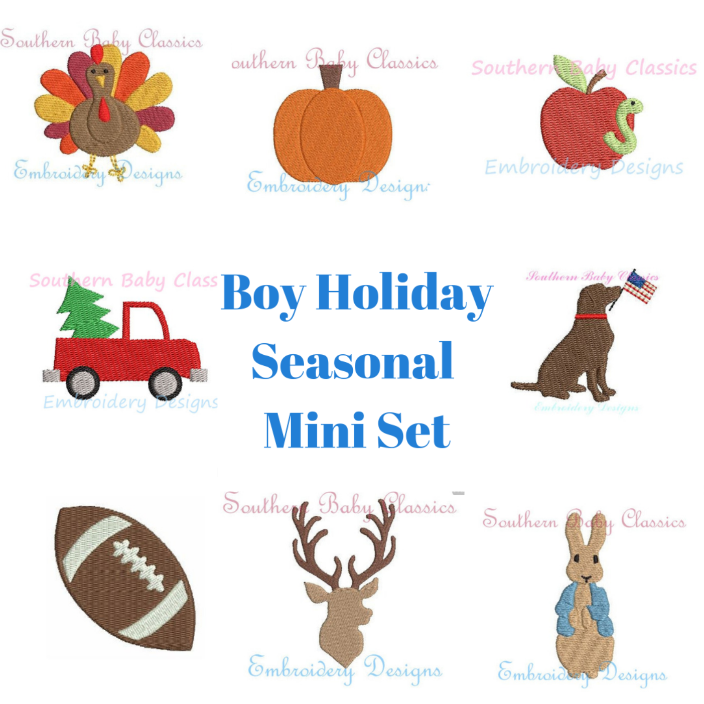 Boy Mini Design Pack Set Holidays and Seasonal Machine Embroidery ...