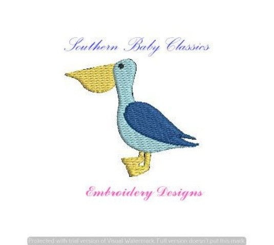 Pelican Bird Mini Fill Design Machine Embroidery Beach Summer Vacation Boy