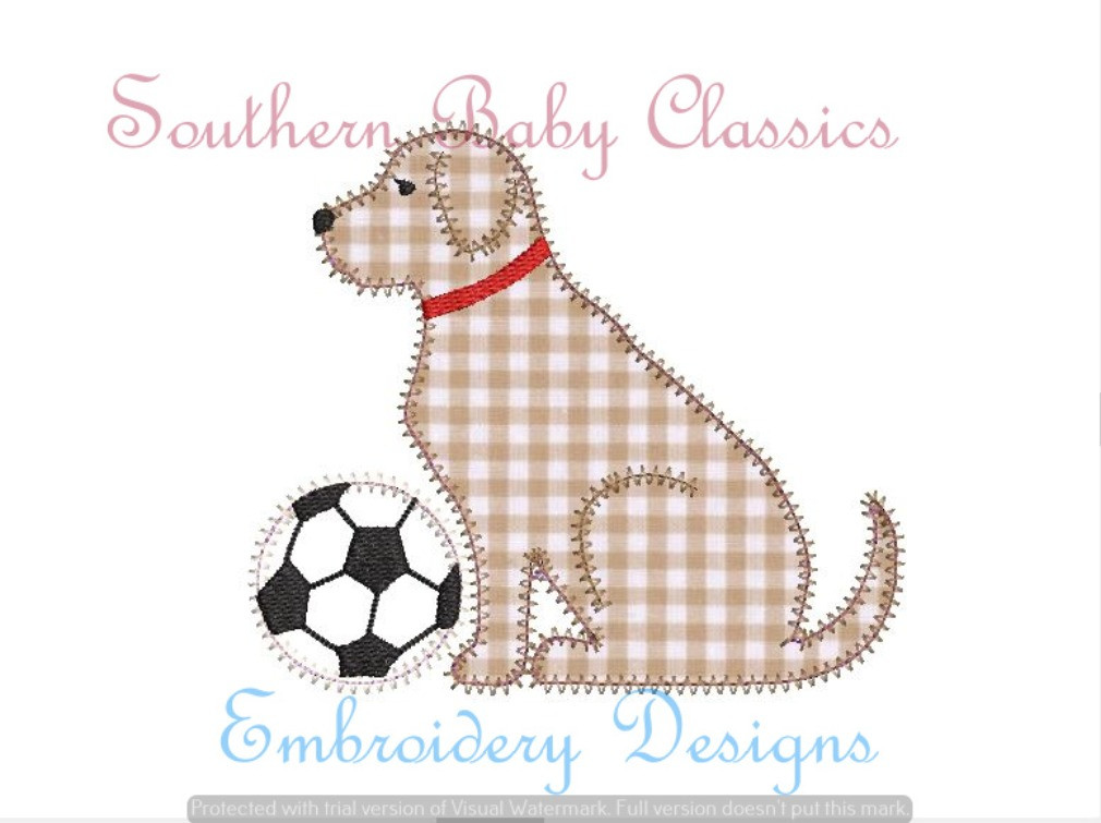 Duck Hunting Lab Labrador Dog Zig Zag Applique Machine Embroidery ...