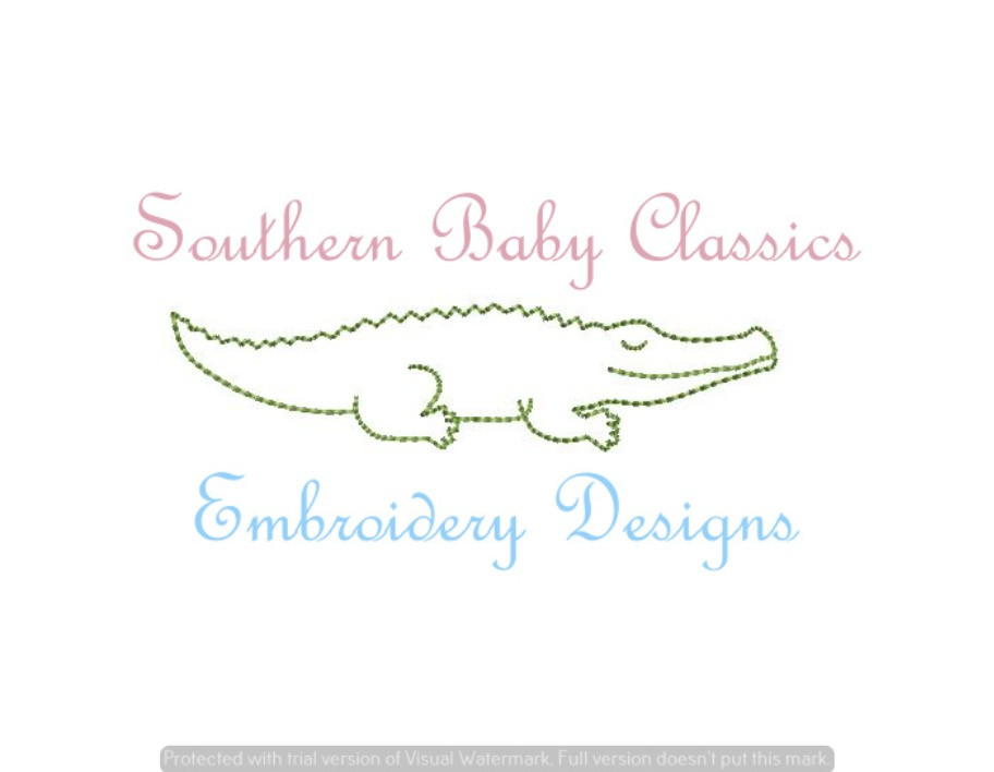 Swimming Alligator Crocodile Machine Embroidery Design Swamp River