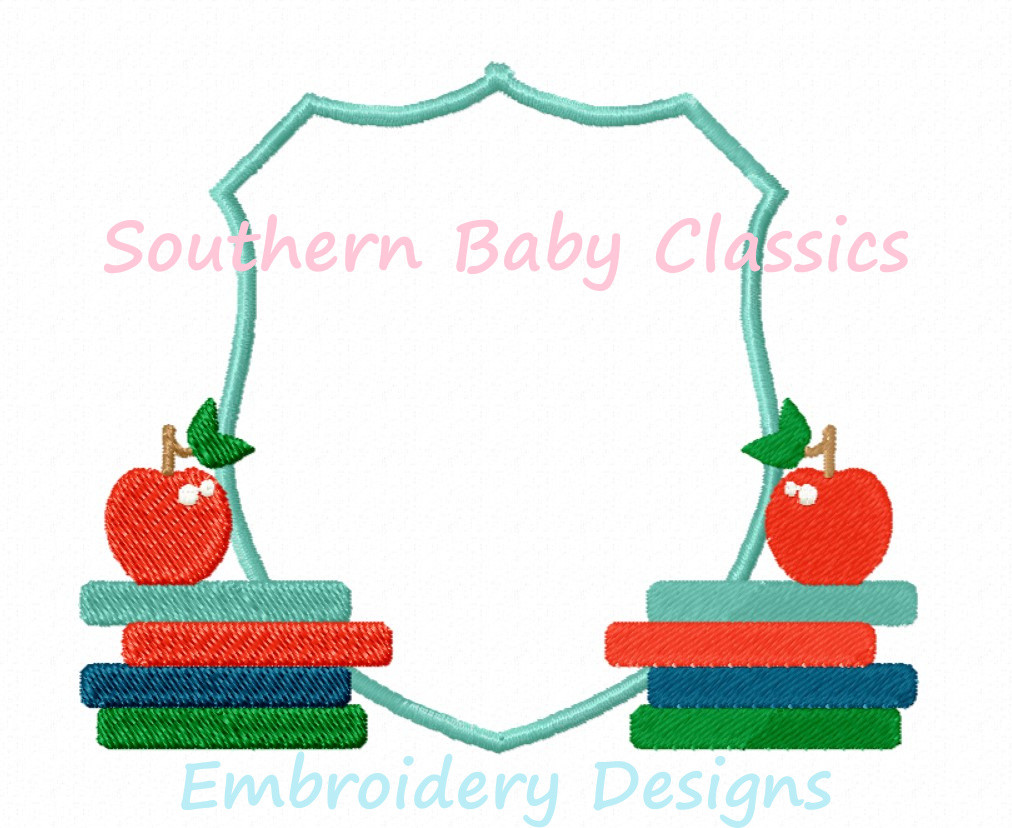Back To School Monogram Crest Boy or Girl Machine Embroidery Design