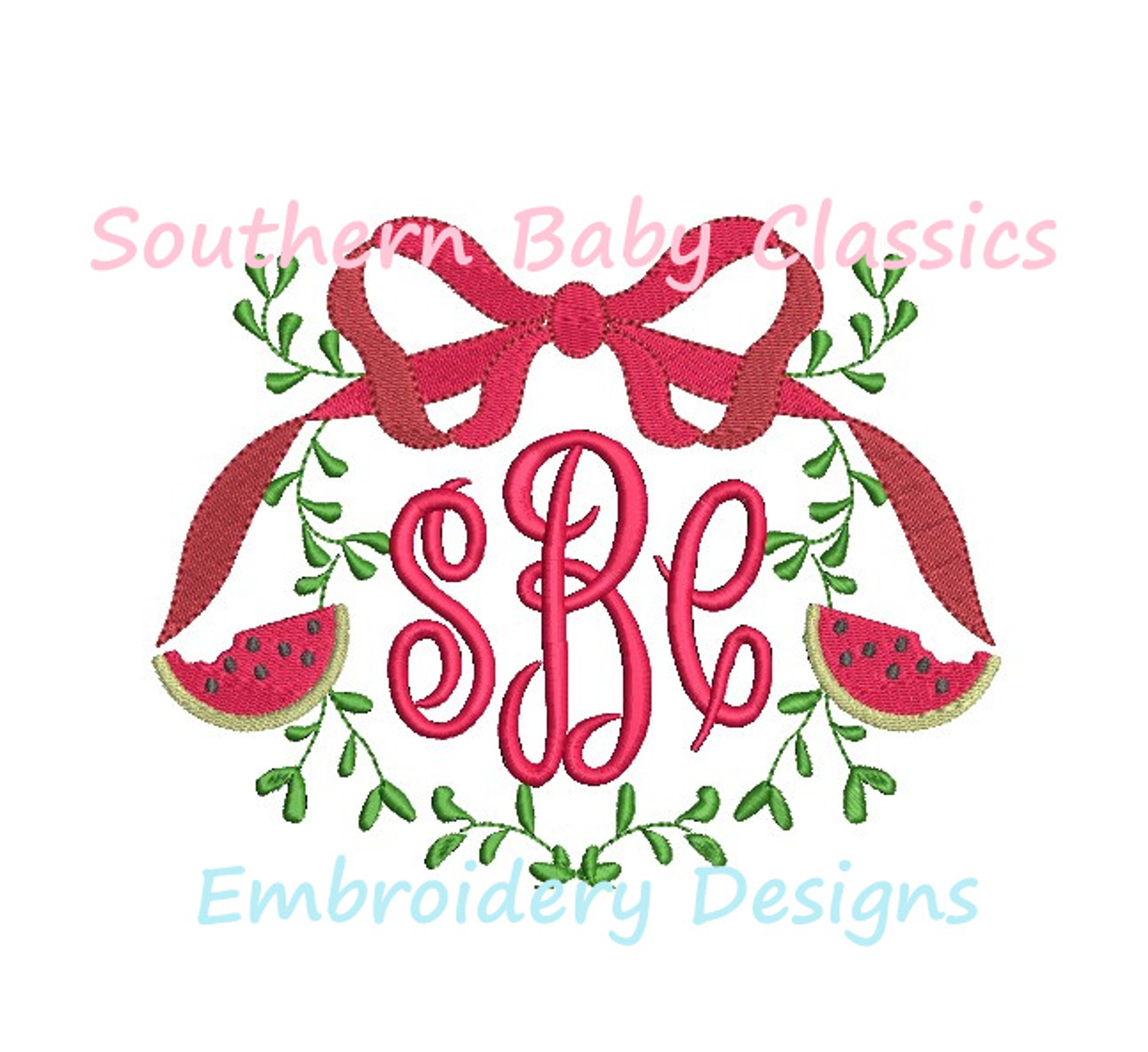 Vine Crest Ribbon Bow Monogram Frame Machine Embroidery Design Greenery