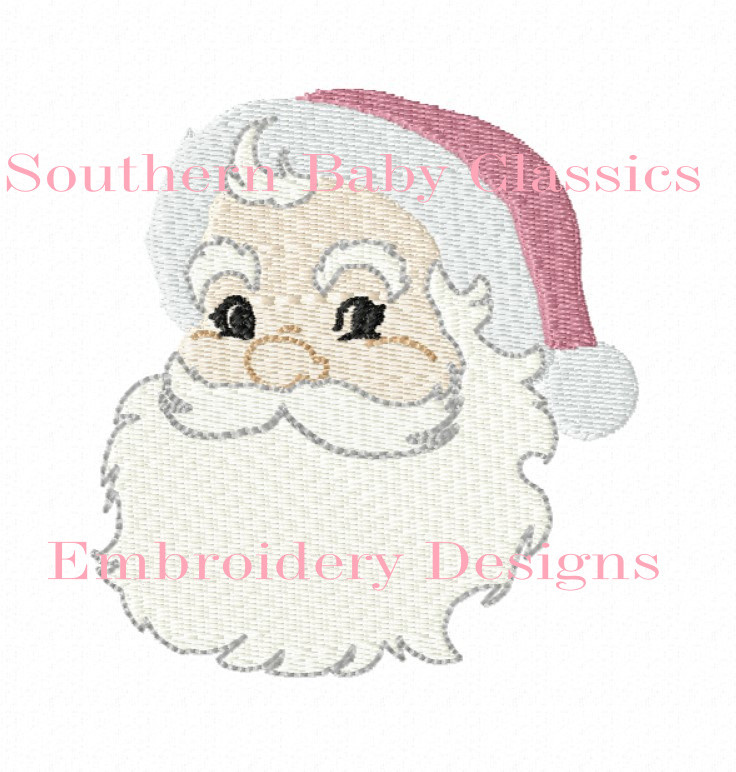 Santa Claus Face Full Fill Machine Embroidery Design Christmas Preppy