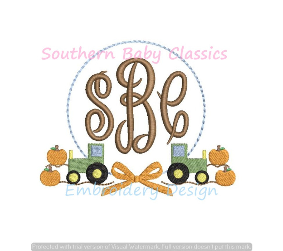 Barn Farm Monogram Frame Vintage Stitch Machine Embroidery Design Fall ...