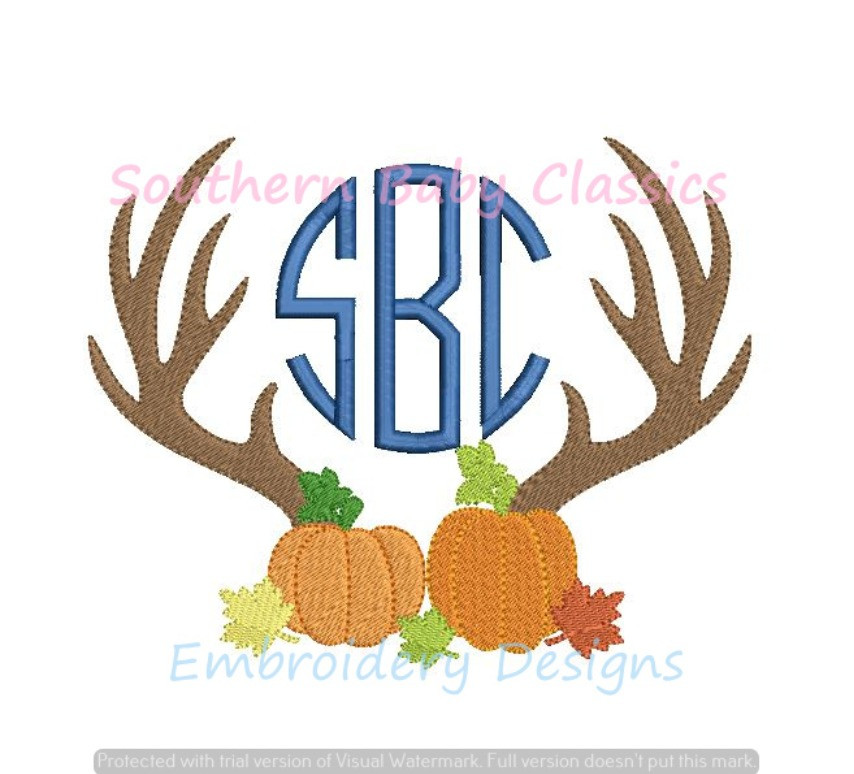 Quail Antler Monogram Frame Machine Embroidery Design Fall Hunting