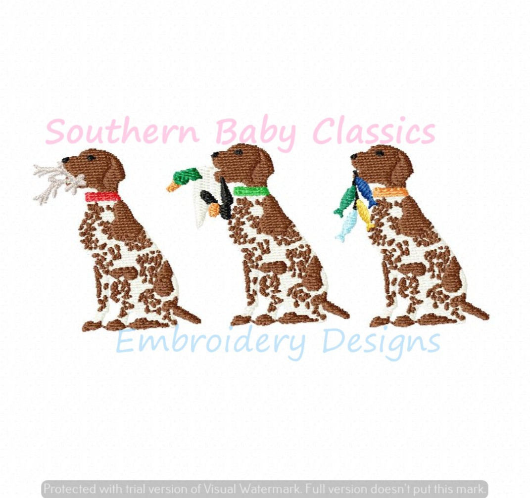 German Short Hair Pointer Hunting Trio Machine Embroidery Design Antler ...