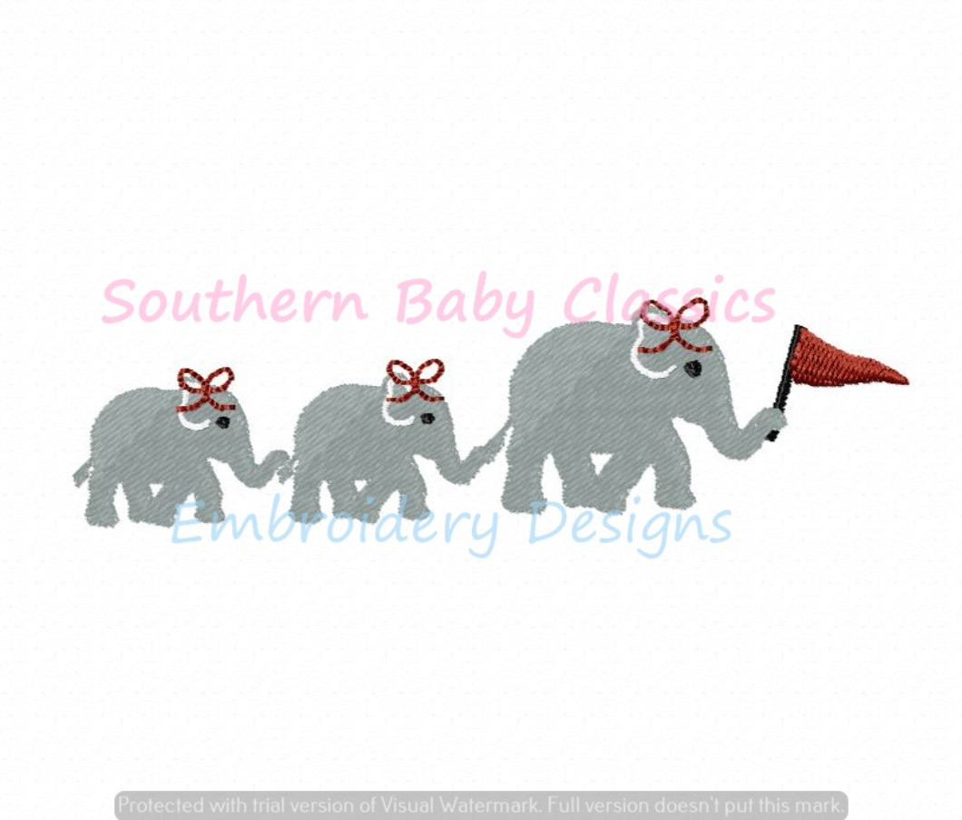 Elephant Head Mascot Machine Embroidery Design Alabama Football Mini ...