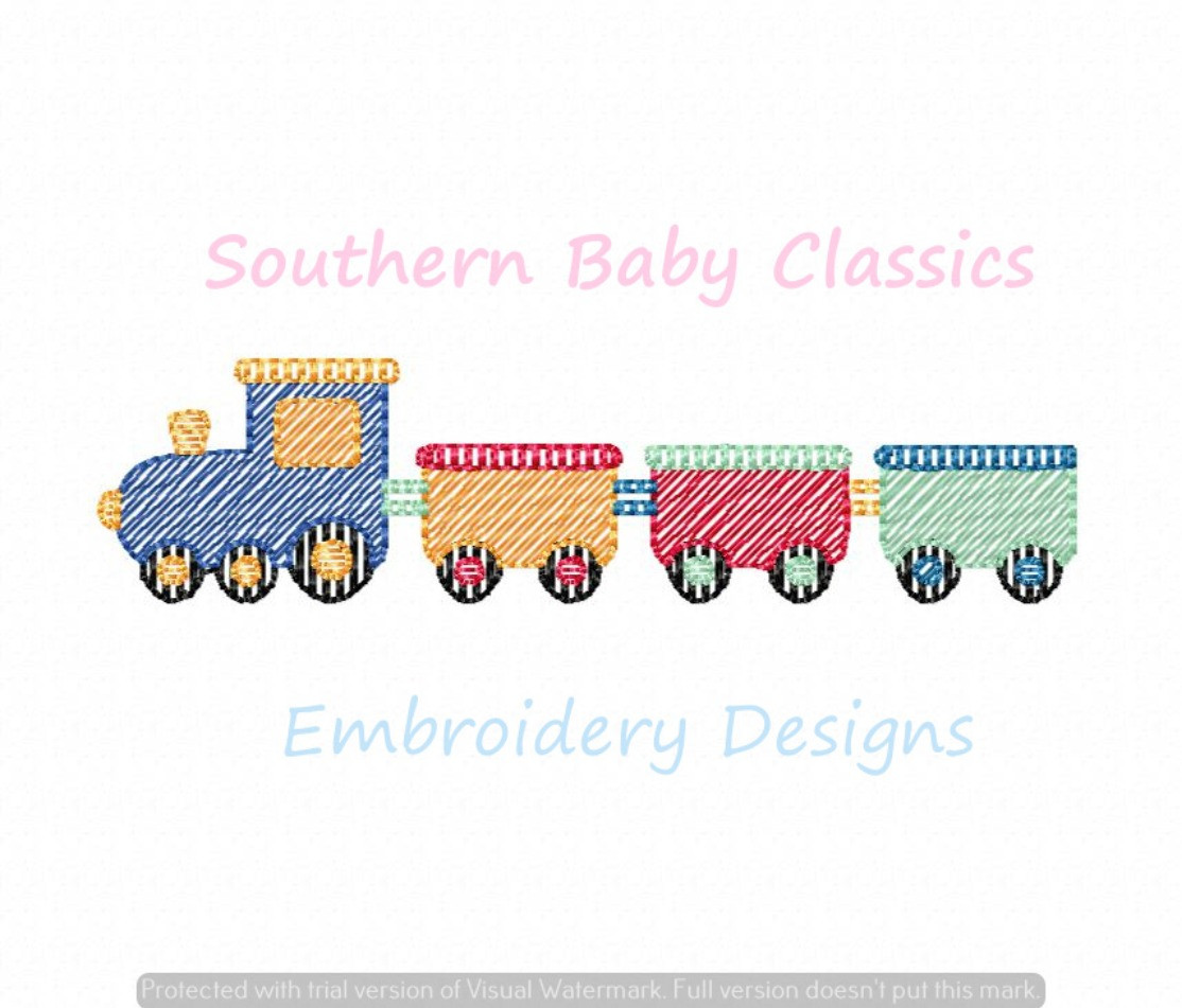 Toy Train Machine Embroidery Design Full Fill Boy Girl Baby Shower Classic