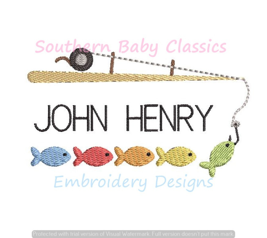 Fishing Pole Pond Monogram Frame Machine Embroidery Design Cattail ...