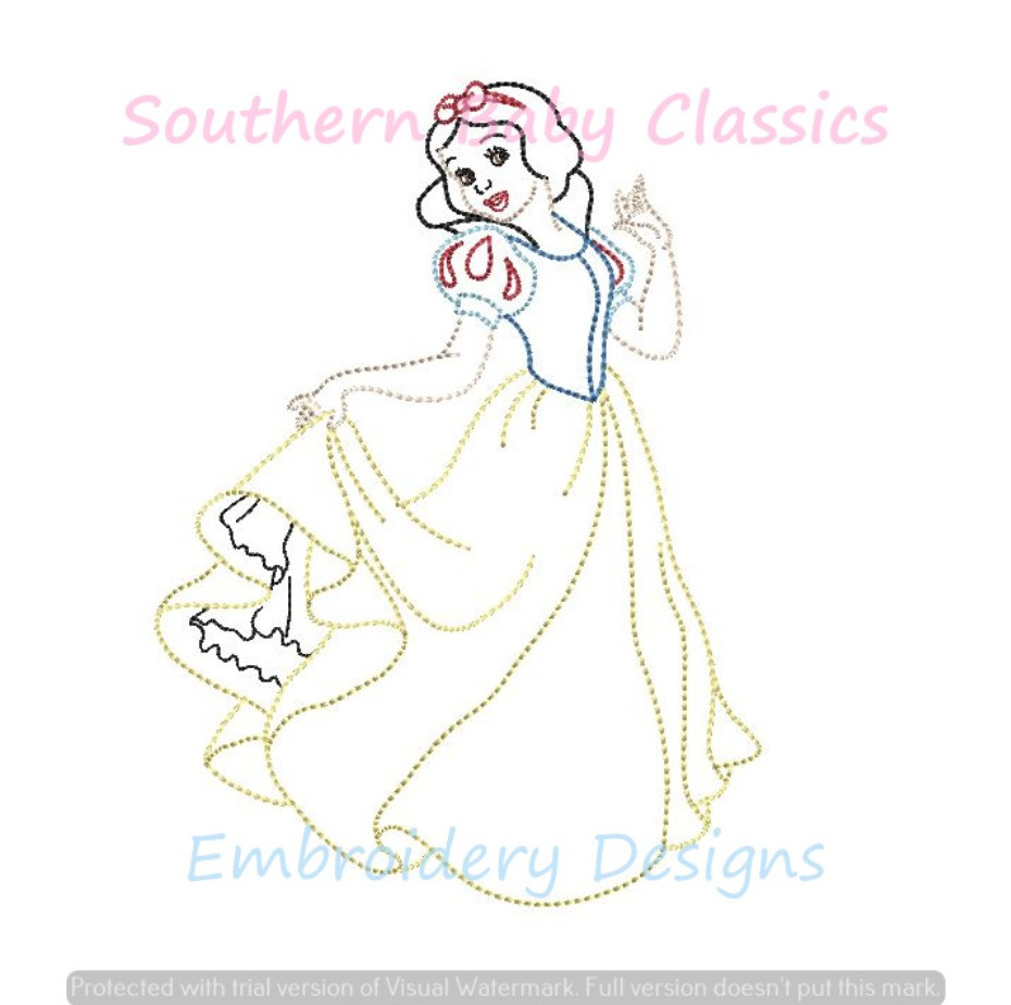 Cinderella Princess Vintage Stitch Machine Embroidery Design Full Body ...
