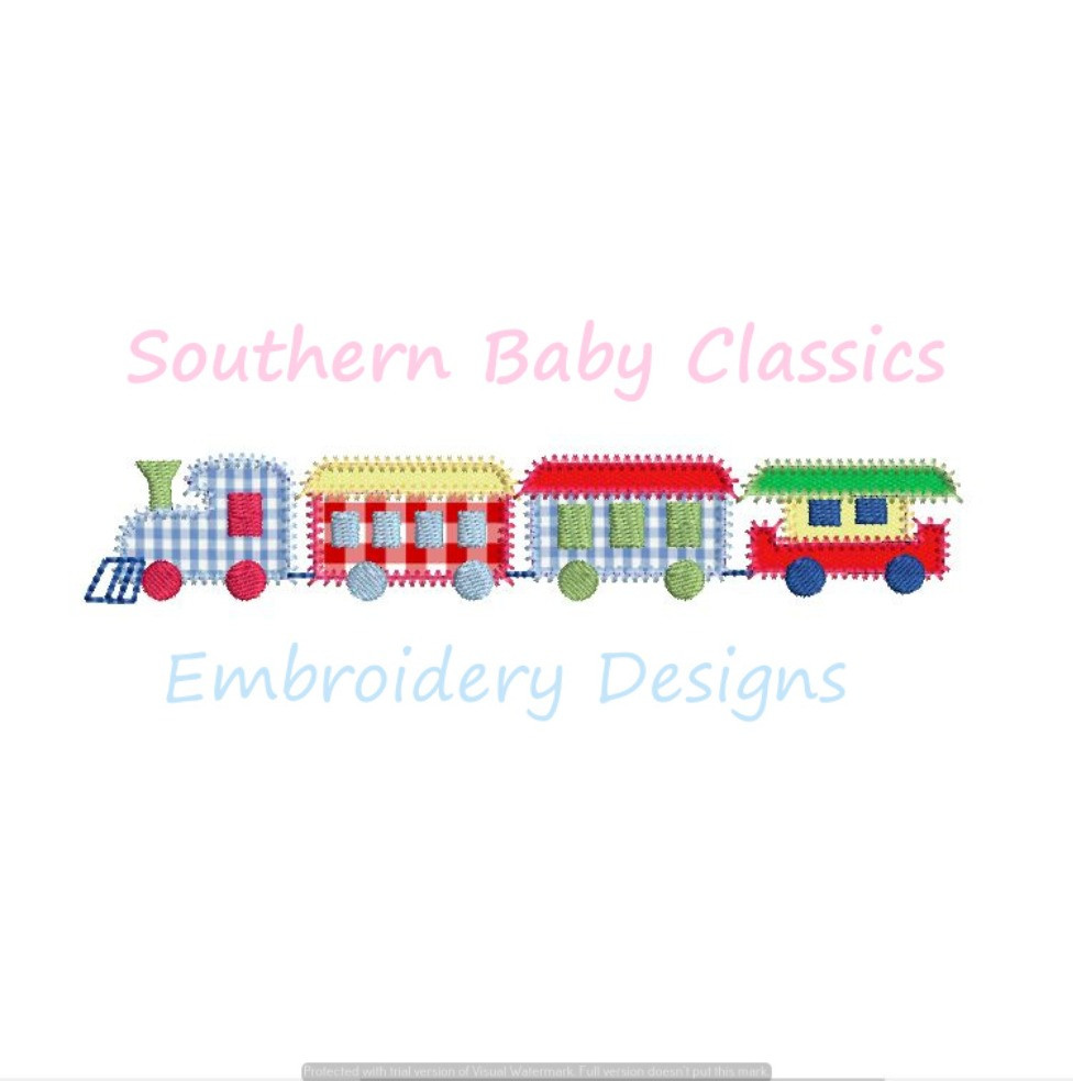 Classic Applique Train Zig Zag Machine Embroidery Design Cars Caboose ...