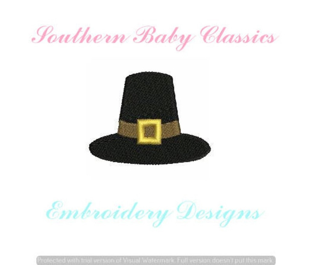 Pilgrim Buckle Hat Mini Fill Machine Embroidery Design Thanksgiving