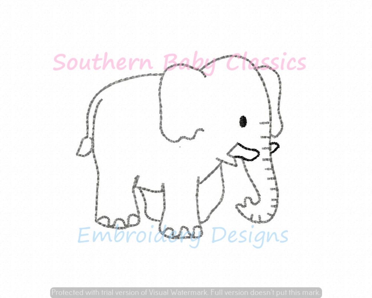 Elephant Girl Wearing Bow Vintage Stitch Machine Embroidery Design