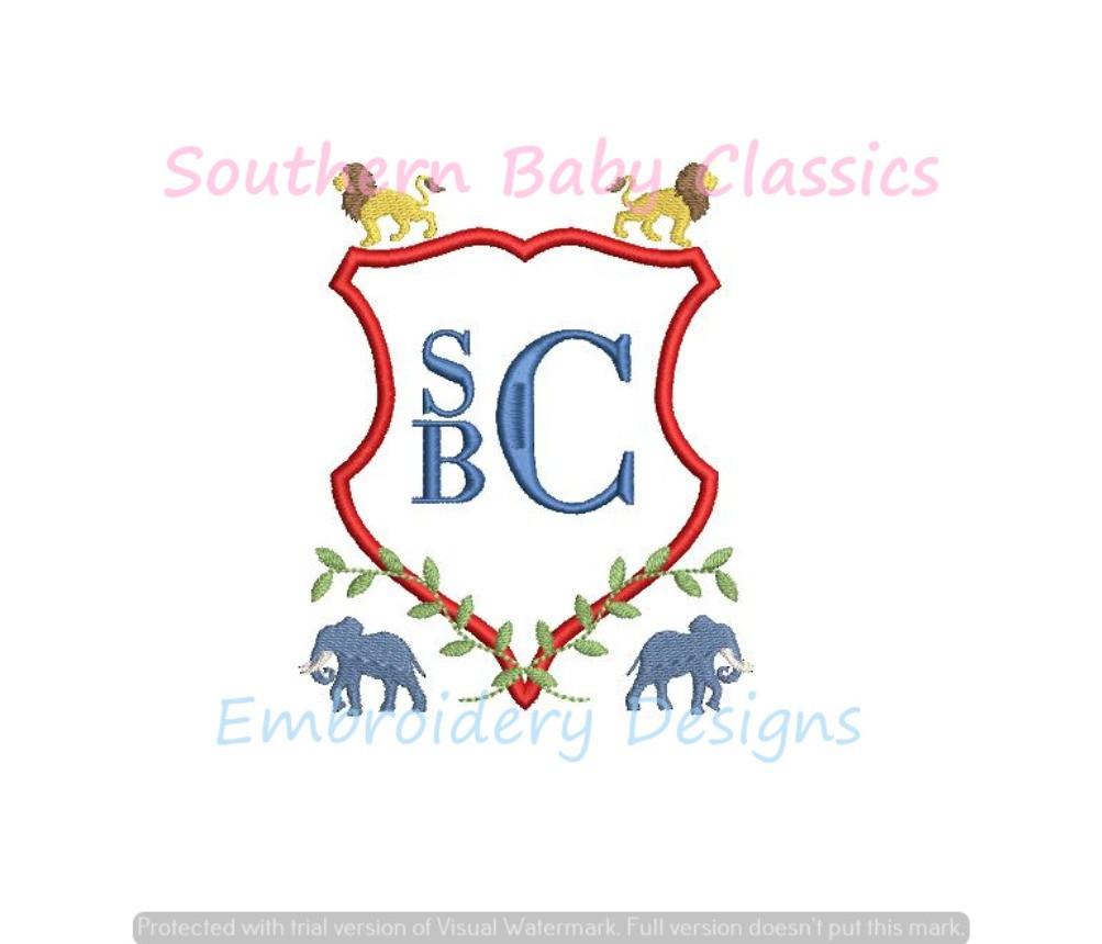 Zoo Animal Kingdom Animals Monogram Frame Crest Machine Embroidery Design