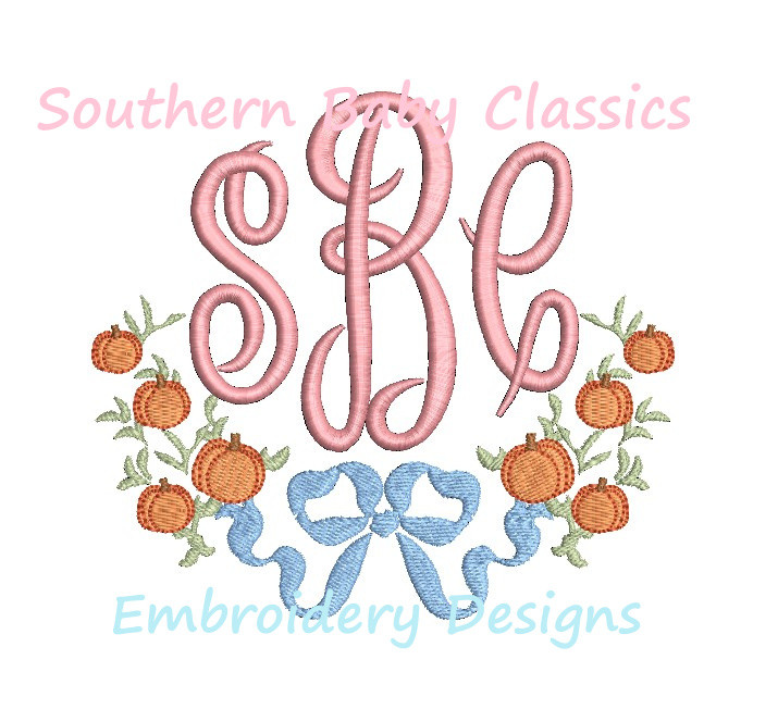 Bluebird Floral Crest Bow Monogram Frame Machine Embroidery Design ...