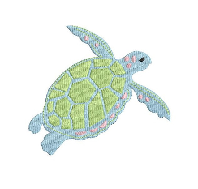 Preppy Turtle Mini Fill Machine Embroidery Design Summer Sea Turtles ...