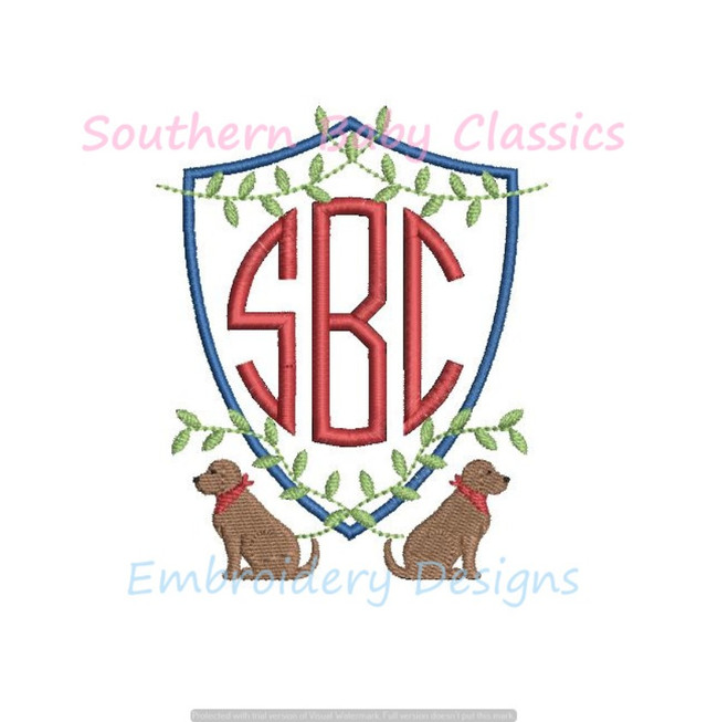 Lab Crest Monogram Frame Embroidery Design Digital Download Dog ...