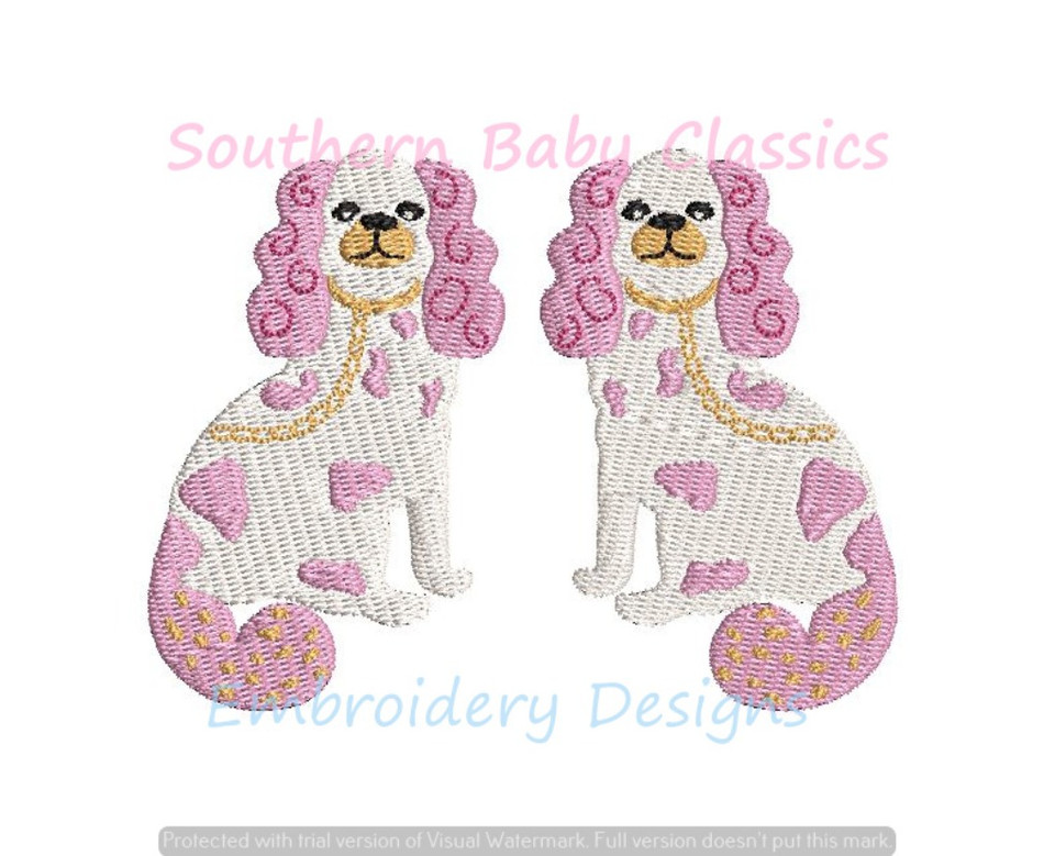 Spaniel Dog Bow Greenery Monogram Frame Machine Embroidery Design King ...