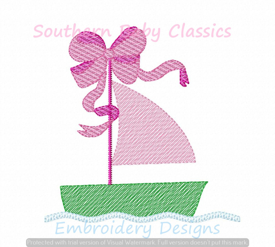 Preppy Pastel Sailboats Trio Sail Boat Boats Machine Embroidery Design ...