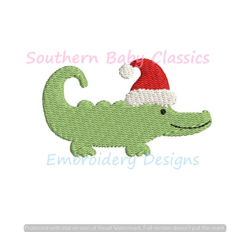 Swimming Alligator Crocodile Machine Embroidery Design Swamp River