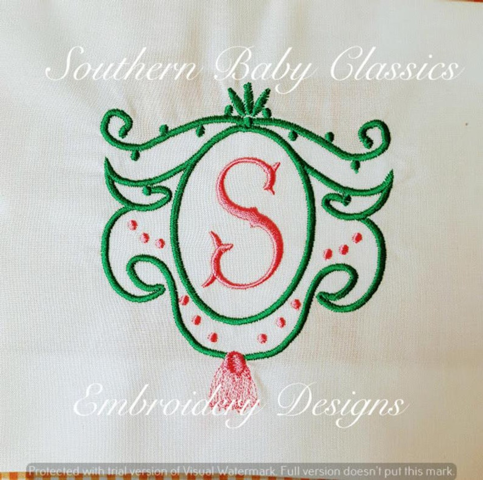 Bluebird Floral Crest Bow Monogram Frame Machine Embroidery Design ...
