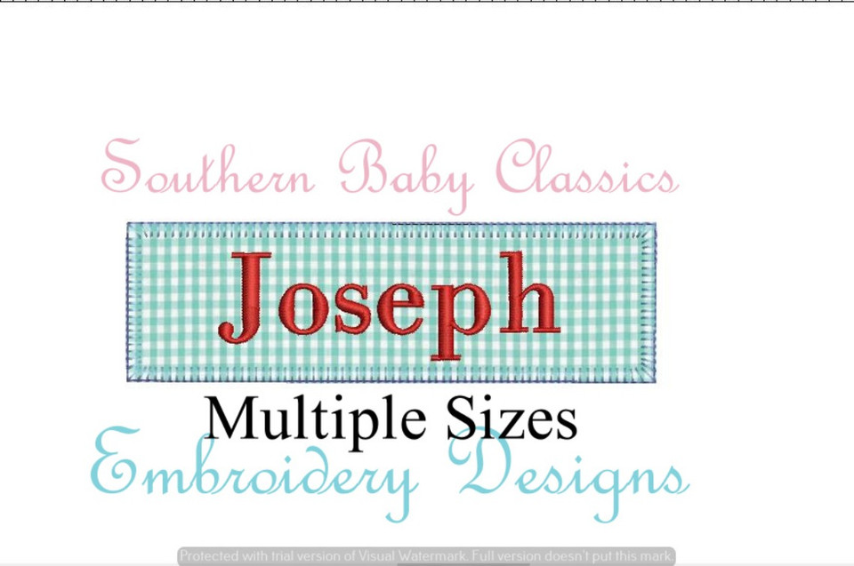 Name Plate Zig Zag Applique Multiple Sizes Machine Embroidery Design