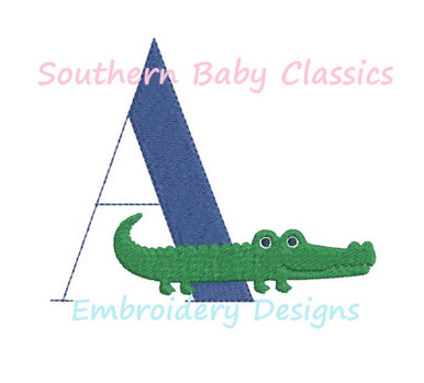 Alligator A Alphabet Animal Font Machine Embroidery Design Boy Girl