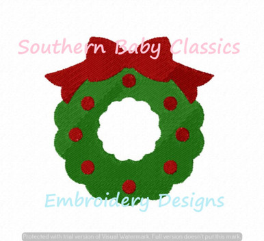 Christmas Wreath Simple Full Fill Machine Embroidery Design Mini Boy Girl