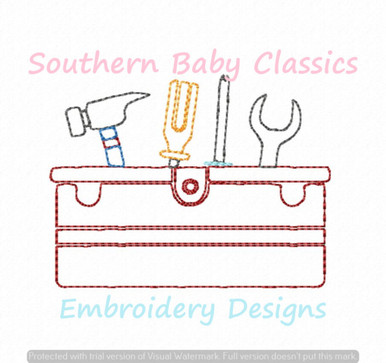 Tool Box Quick Vintage Stitch Machine Embroidery Design Construction