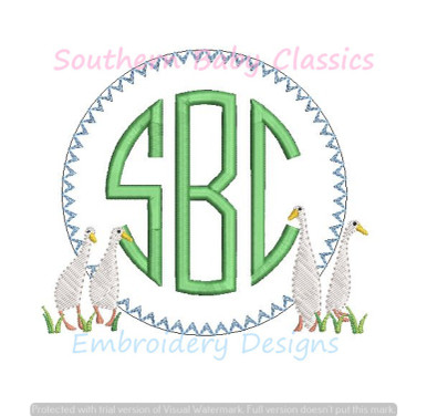 Geese Monogram Frame Machine Embroidery Design Easter Goose Boy Sibling ...