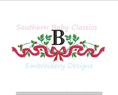 Ribbon Greenery Bow Berry Monogram Swag Machine Embroidery Frame ...