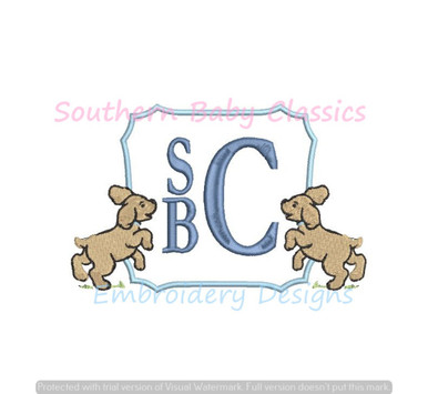 Golden Retriever Puppy Bow Dog Vintage Monogram Crest Frame Machine ...