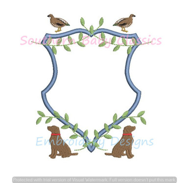Quail Lab Dog Hunting Crest Monogram Frame Machine Embroidery Design ...