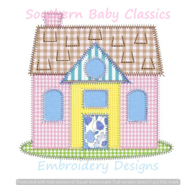 House Applique Zig Zag Machine Embroidery Home Cute Boy Girl Baby