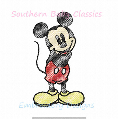 Mouse Boy Character Light Sketchy Fill Machine Embroidery Design