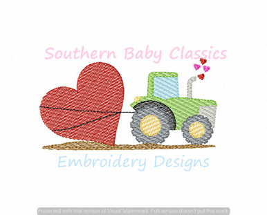 Tractor Pulling Valentine's Day Heart Valentine Sketchy Light Fill ...