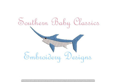 Swordfish Marlin Fish Mini Fill Machine Embroidery Design Summer Beach Boy