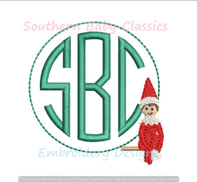 Christmas Shelf Elf Circle Monogram Frame Machine Embroidery Design Boy ...