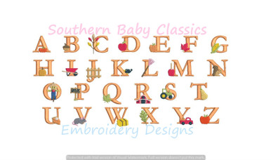 Pumpkin Patch Theme Alphabet Font Letter Machine Embroidery Design ...
